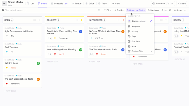 Board View in ClickUp™