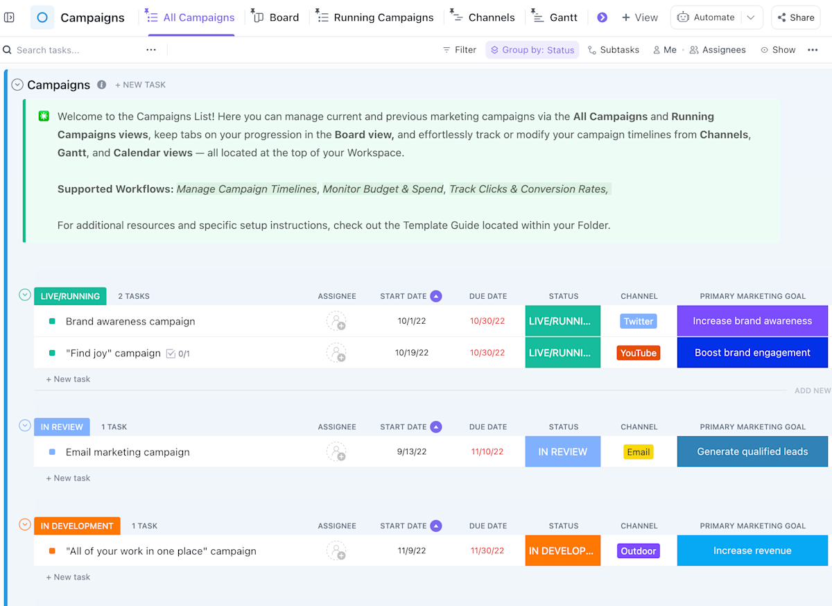 LevelUp Quick Start Templates | ClickUp™