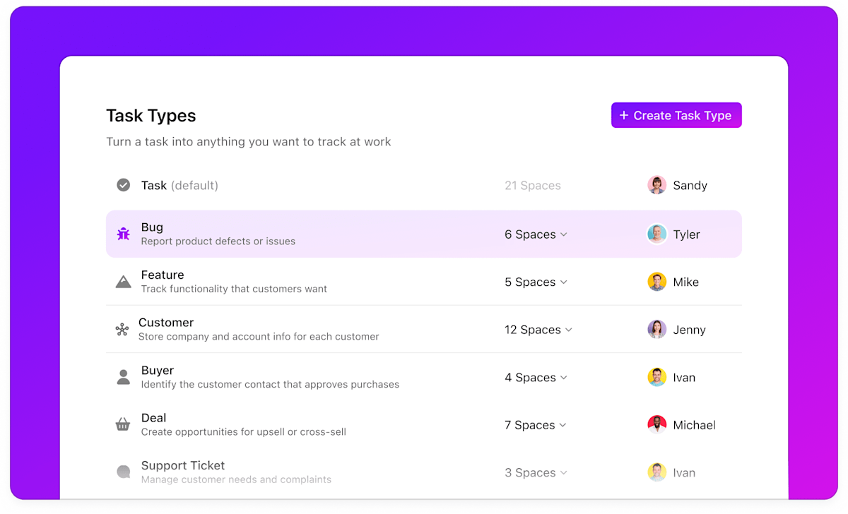 Custom Task Types Optimize Your Workflow Clickup 2636