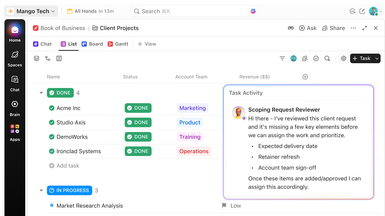 AI-powered Client Services Delivery in ClickUp