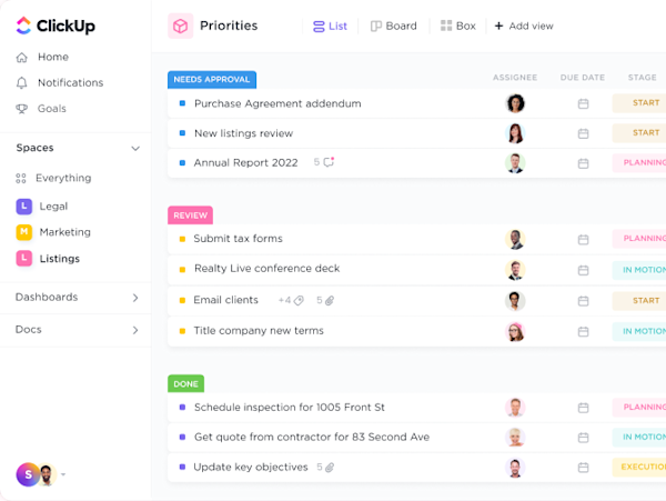 Real Estate Project Management Software by ClickUp