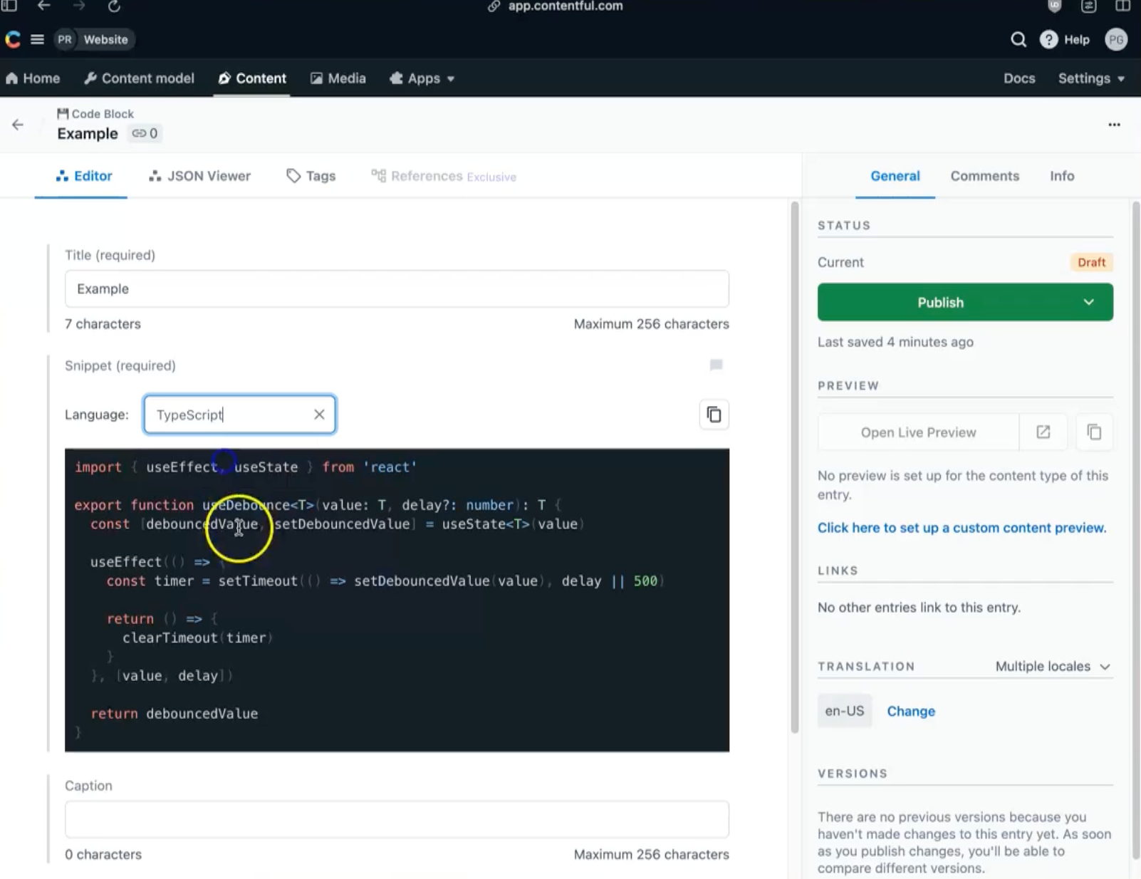 Contentful Code Editor Field App | pauloamgomes