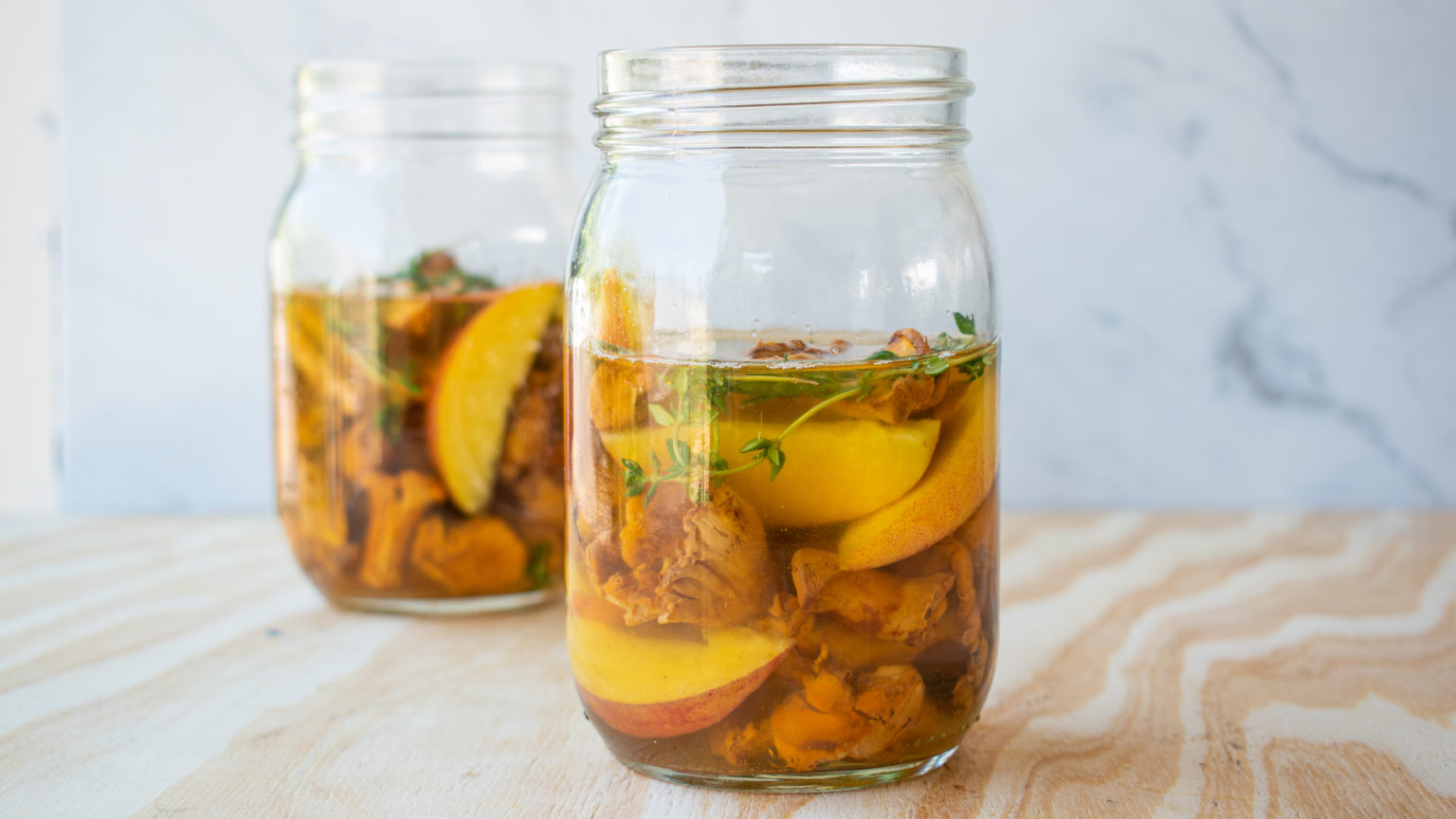 Peach Pickled Chanterelles - Foraged