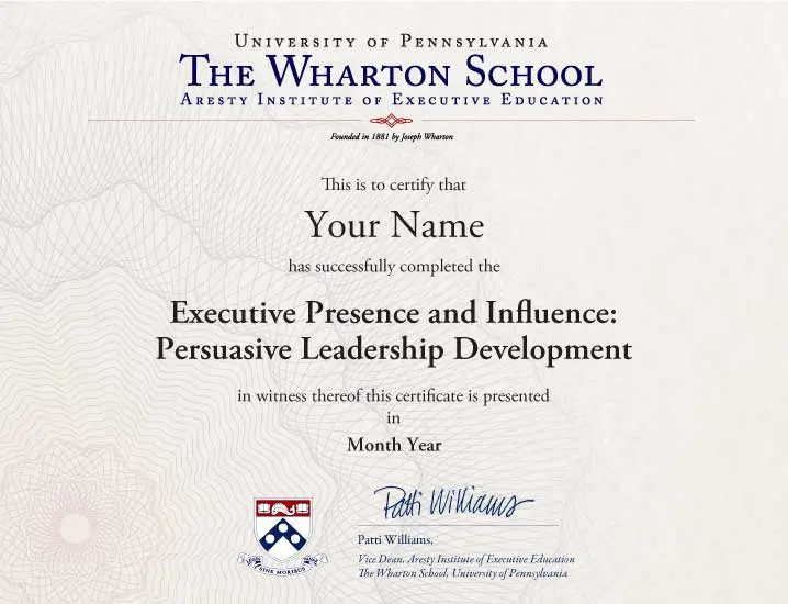 Executive Presence and Influence at Wharton | Online Certificate and ... Executive Presence and Influence at Wharton | Online Certificate and ...