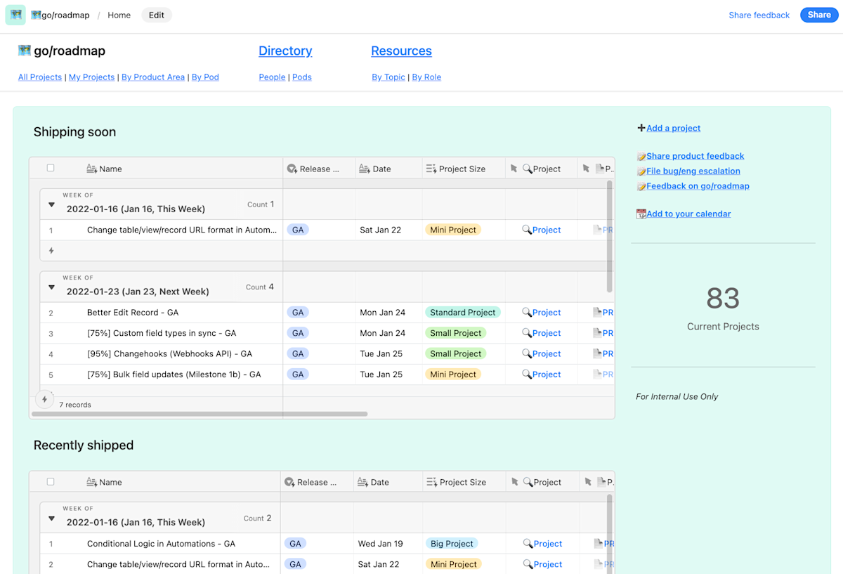 Build an Organization-wide Roadmap in Airtable | Airtable Guides