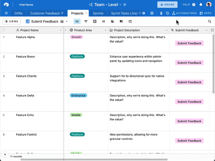 Centralize product feedback with Airtable | Airtable Guides