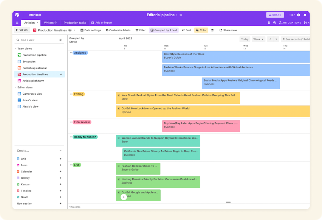 Create Custom Views Of Your Data In Airtable Airtable Guides