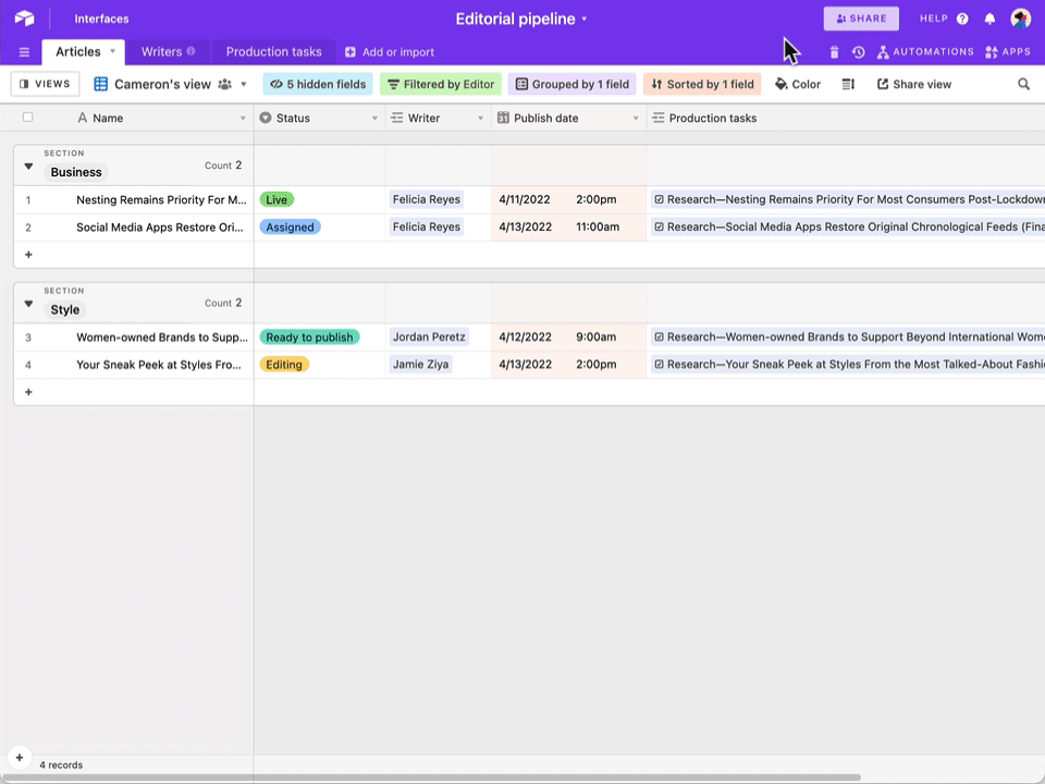 Create Custom Views of Your Data in Airtable | Airtable Guides