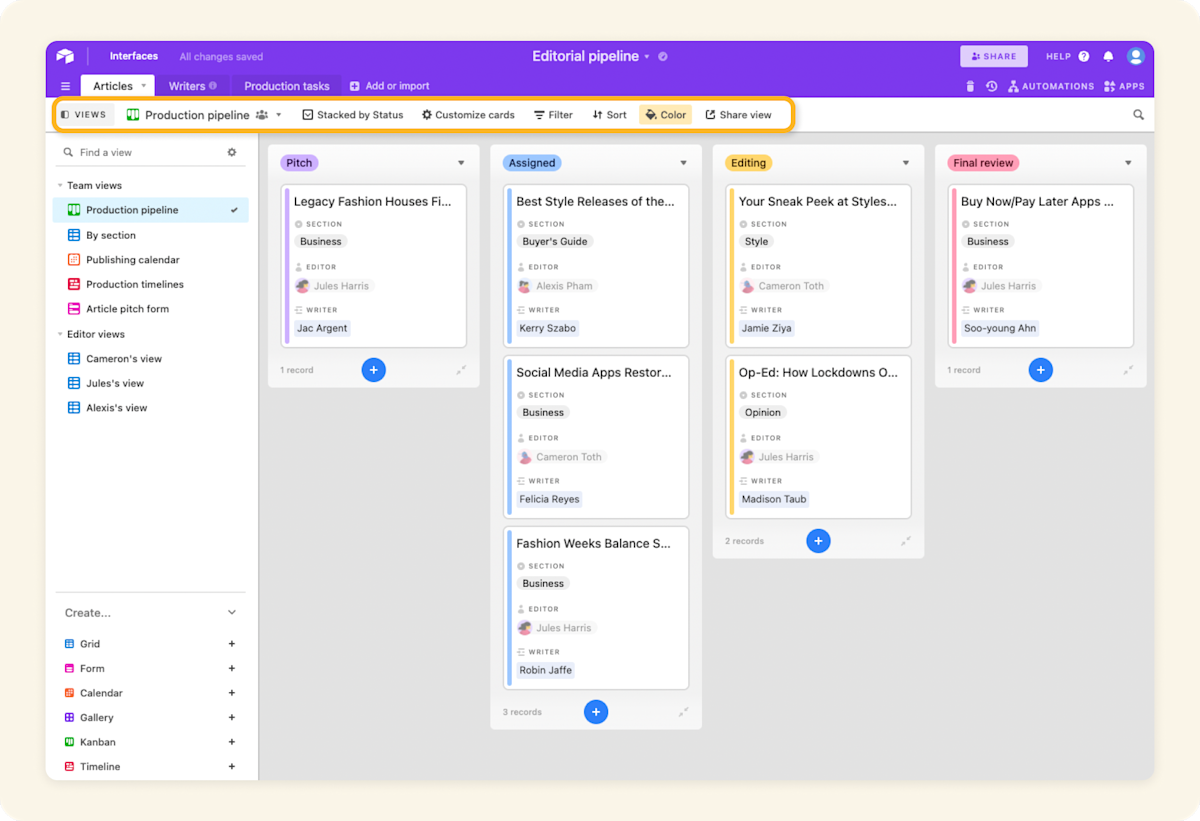 Create Custom Views Of Your Data In Airtable Airtable Guides