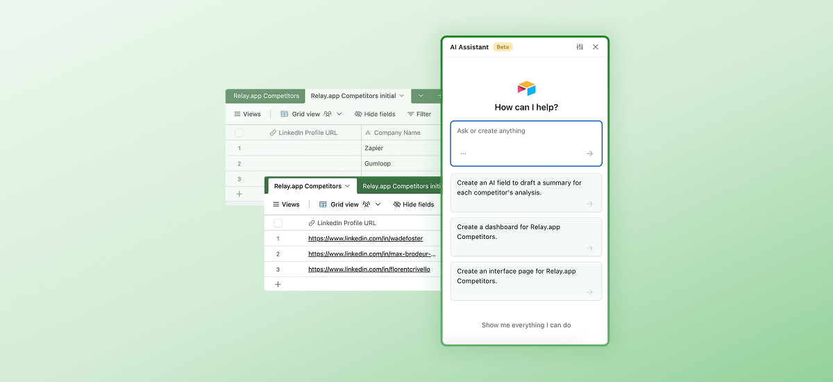 Save time using to do competitive research - Airtable
