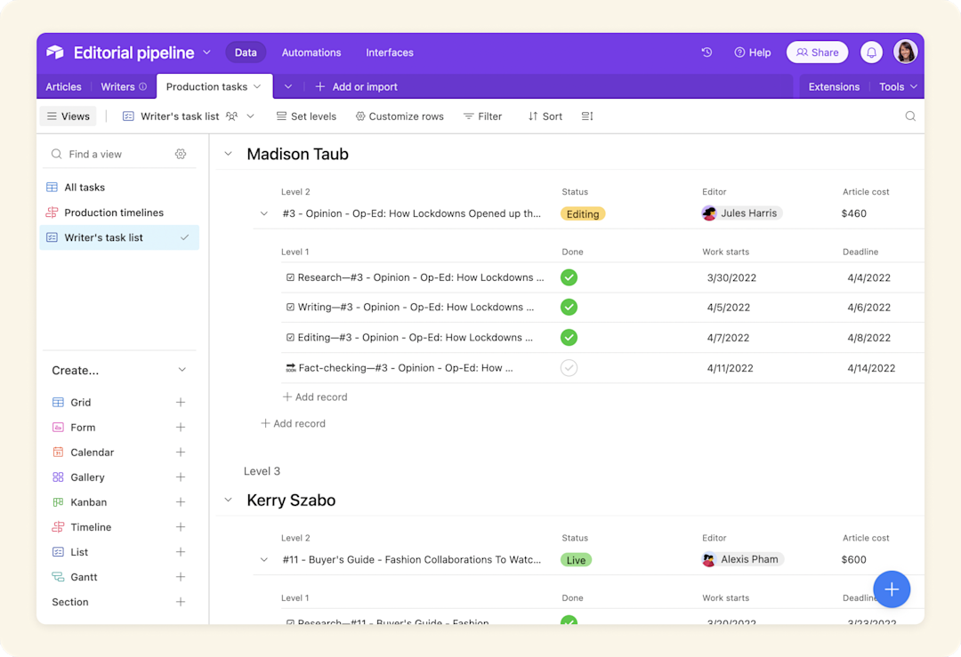 Create Custom Views Of Your Data In Airtable Airtable Guides
