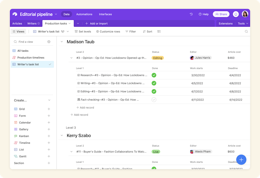 Create Custom Views Of Your Data In Airtable Airtable Guides