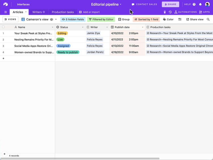 Create Custom Views Of Your Data In Airtable Airtable Guides