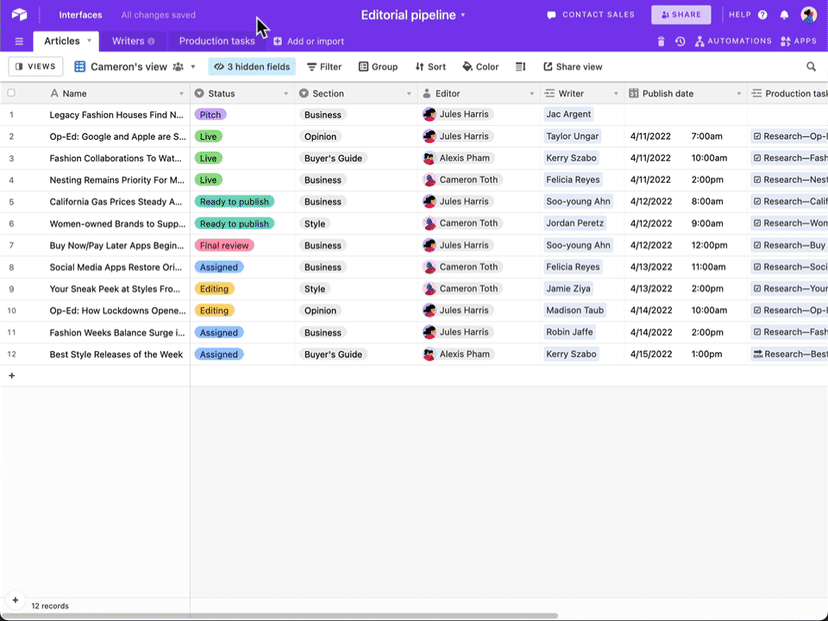 Create Custom Views Of Your Data In Airtable Airtable Guides