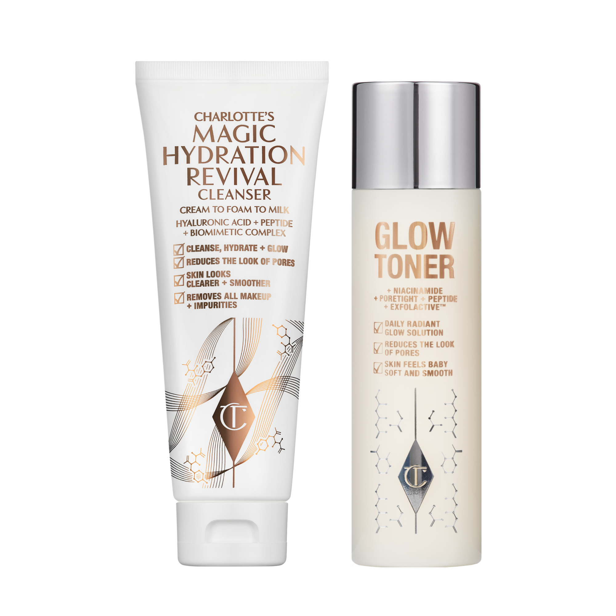 Magic Cleanse, Tone & Glow Duo: Cleanser & Toner | Charlotte Tilbury