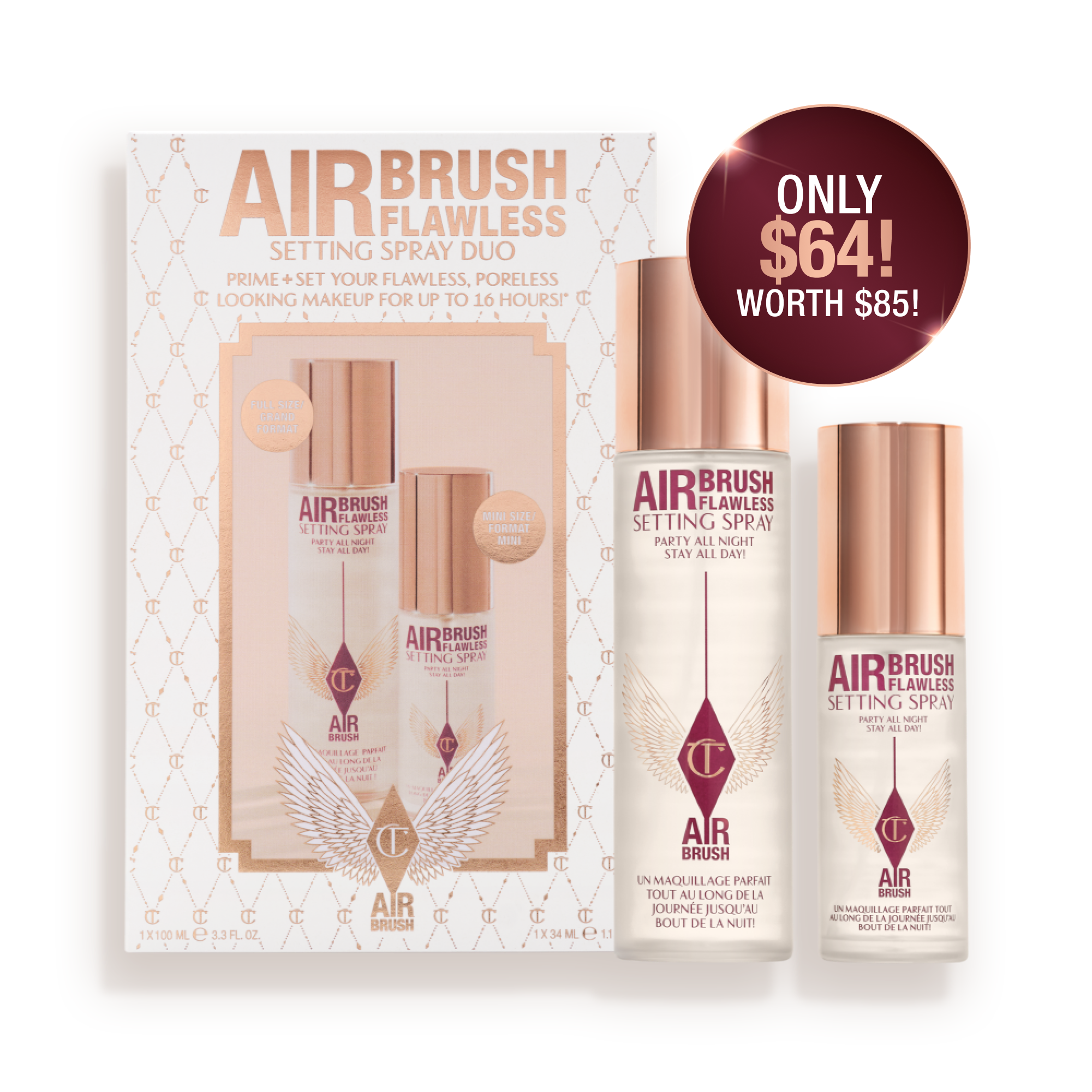 Airbrush Flawless Setting Spray Duo: Travel + Full Size Setting Spray ...