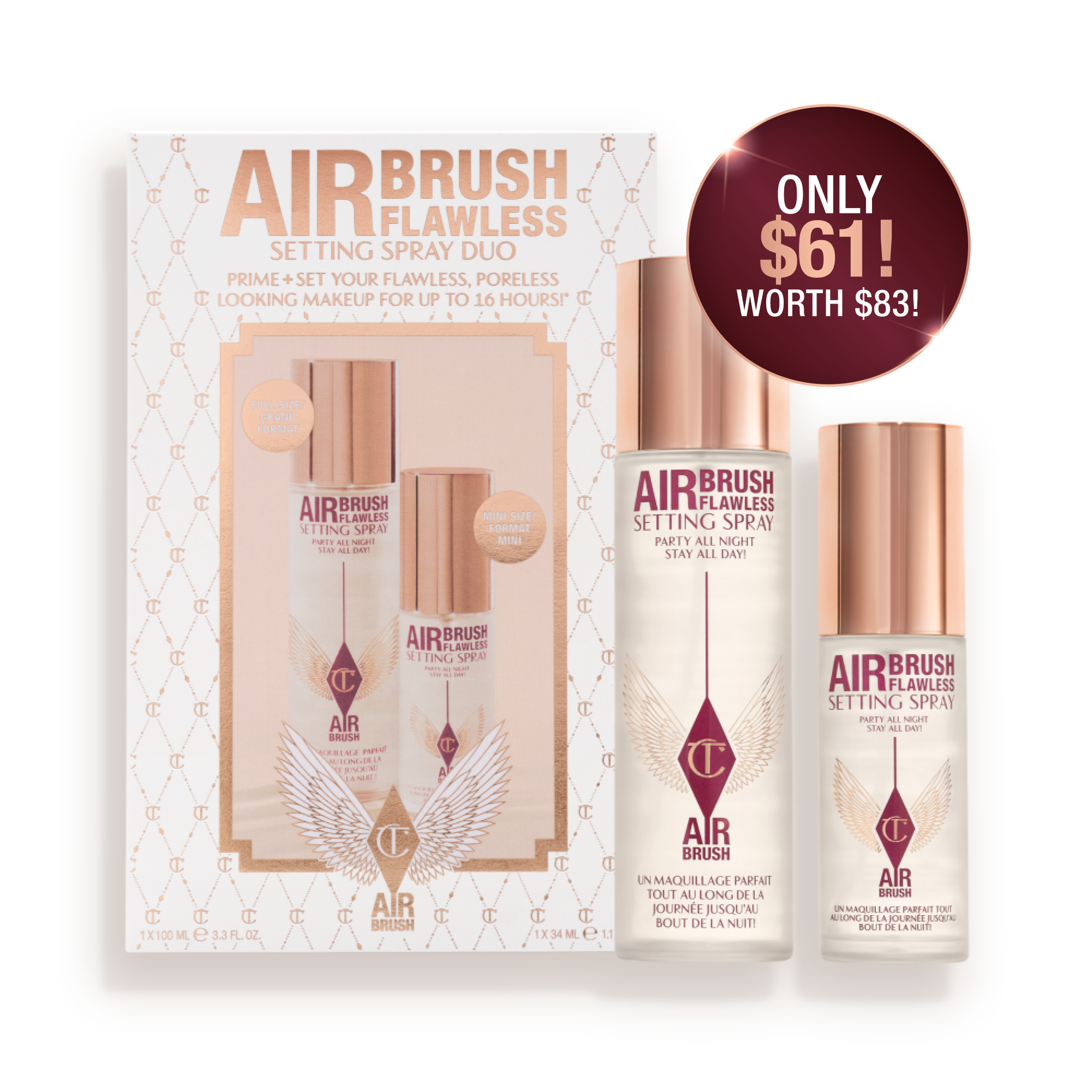 Airbrush Flawless Setting Spray Duo: Travel + Full Size Setting Spray ...
