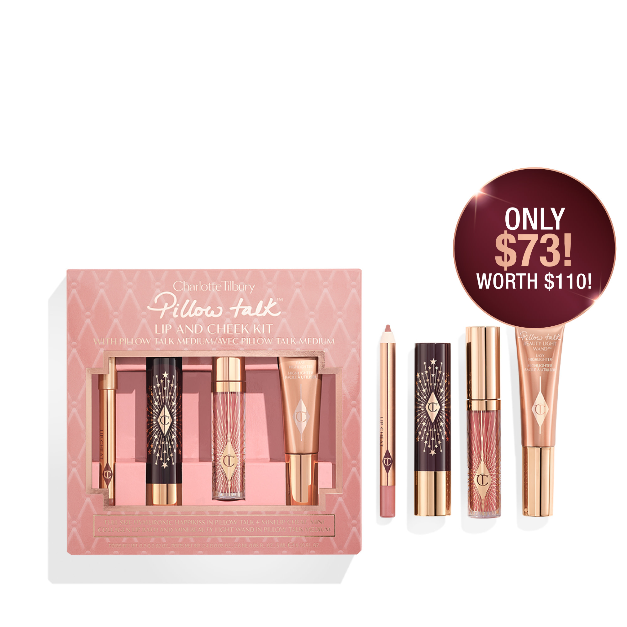 Pillow Talk Iconic Lip + Cheek Kit: Berry-rose Pillow Talk Medium ...