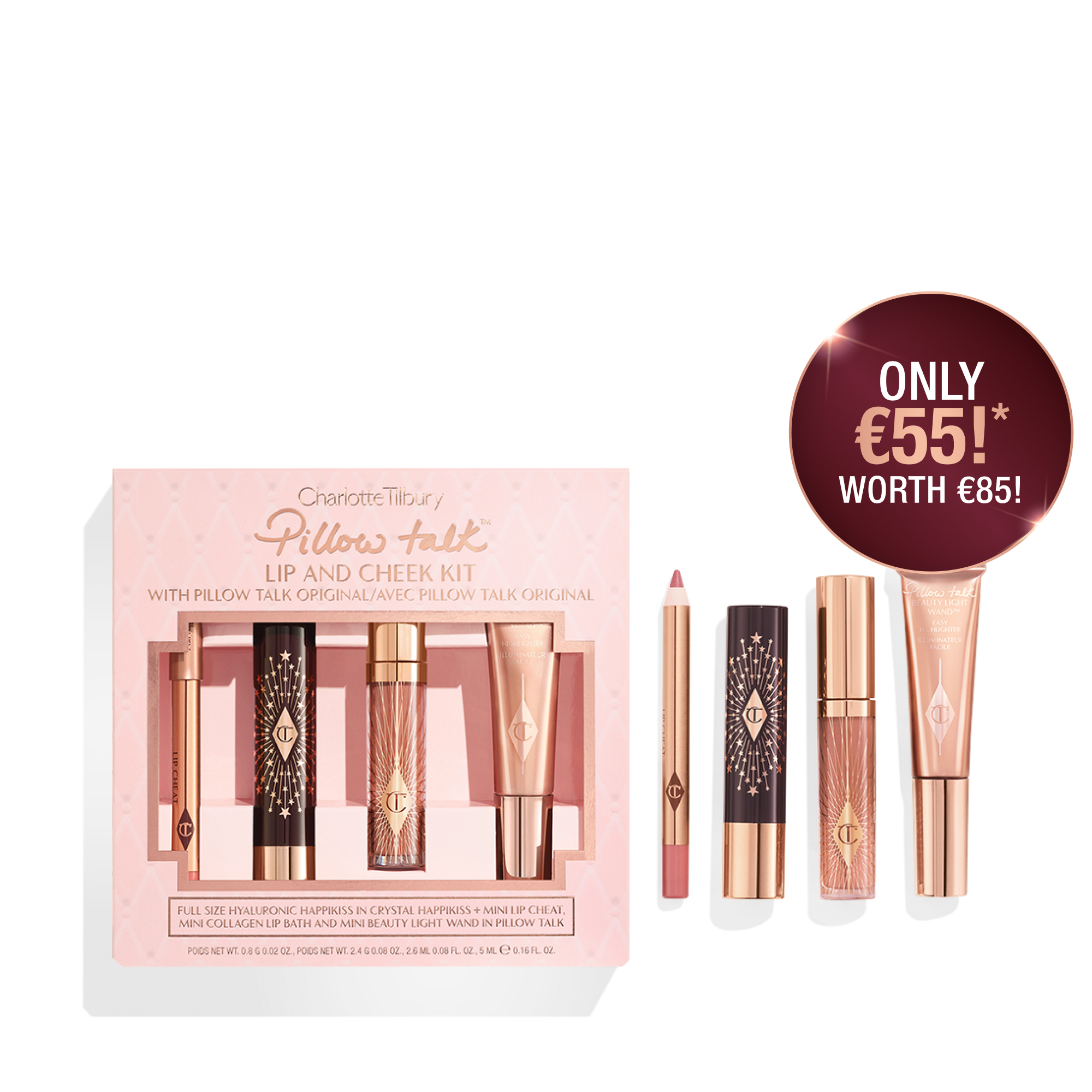 Pillow Talk Iconic Lip + Cheek Kit: Nude-pink Pillow Talk Original ...