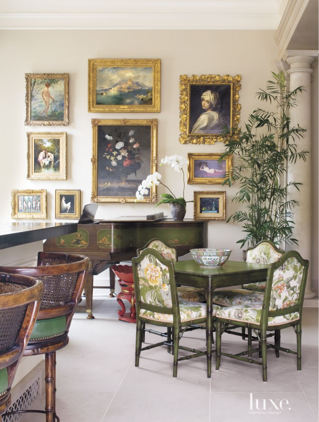 Traditional Cream Gallery Wall with Framed Paintings | LUXE Interiors ...