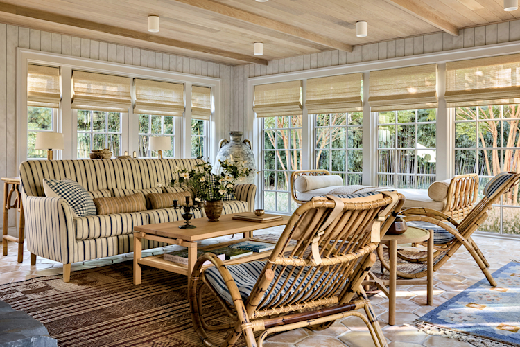 Relax Awhile In This Sweet Hamptons Sun Room | LUXE Interiors + Design