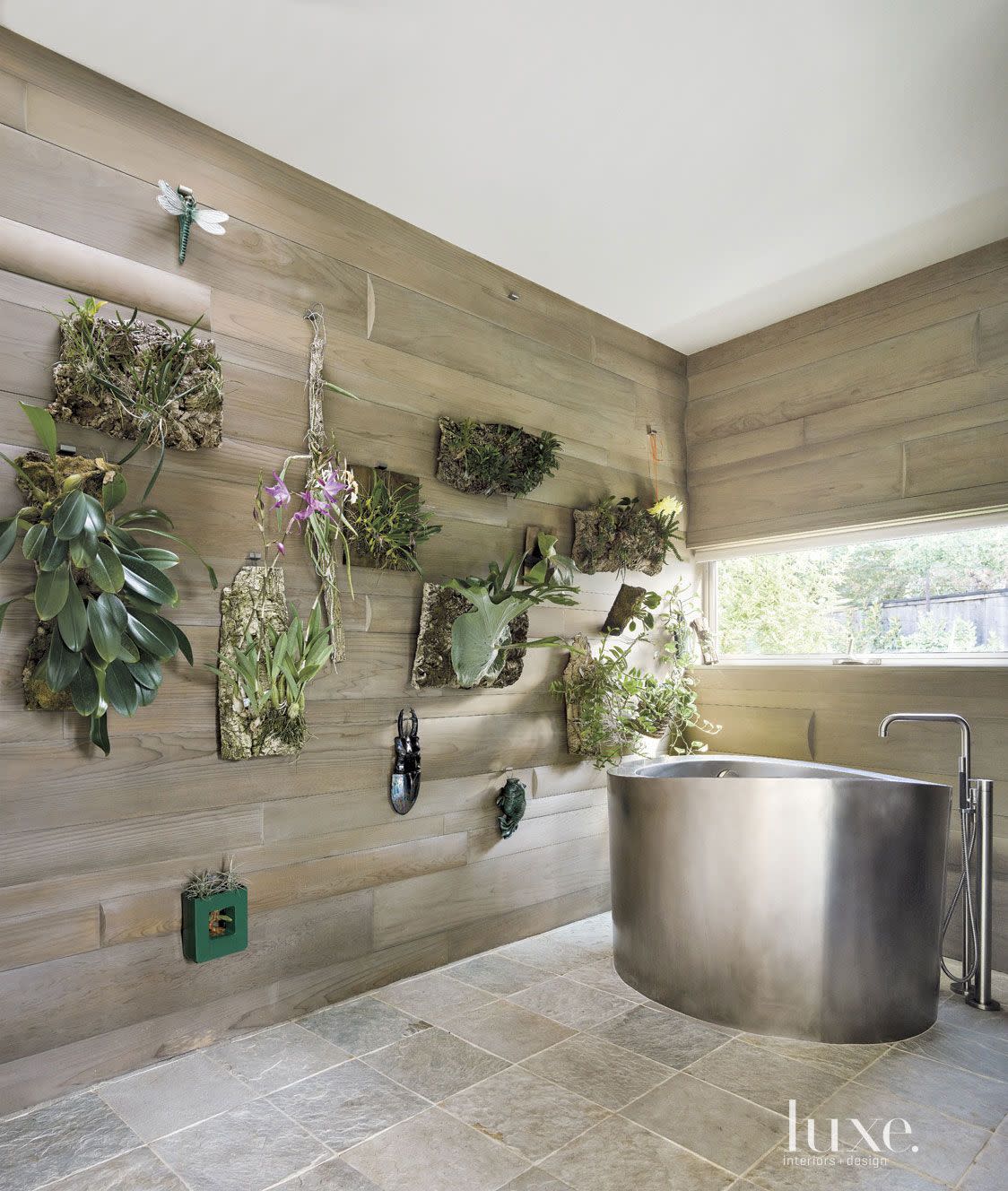 Modern Cedar-Sided Master Bath | LUXE Interiors + Design