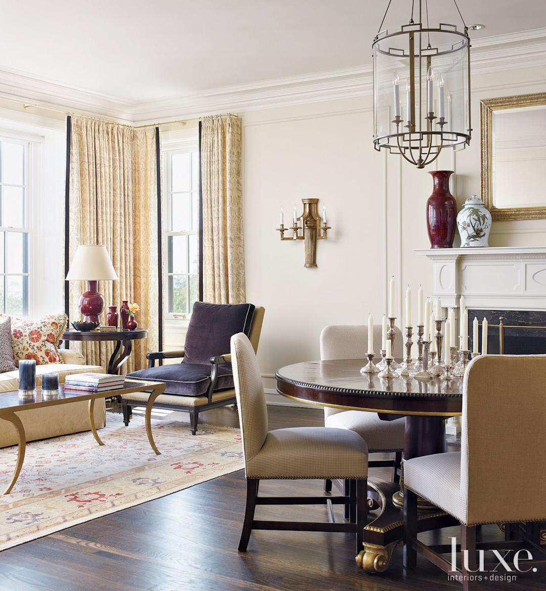 Contemporary Cream Living Room | LUXE Interiors + Design