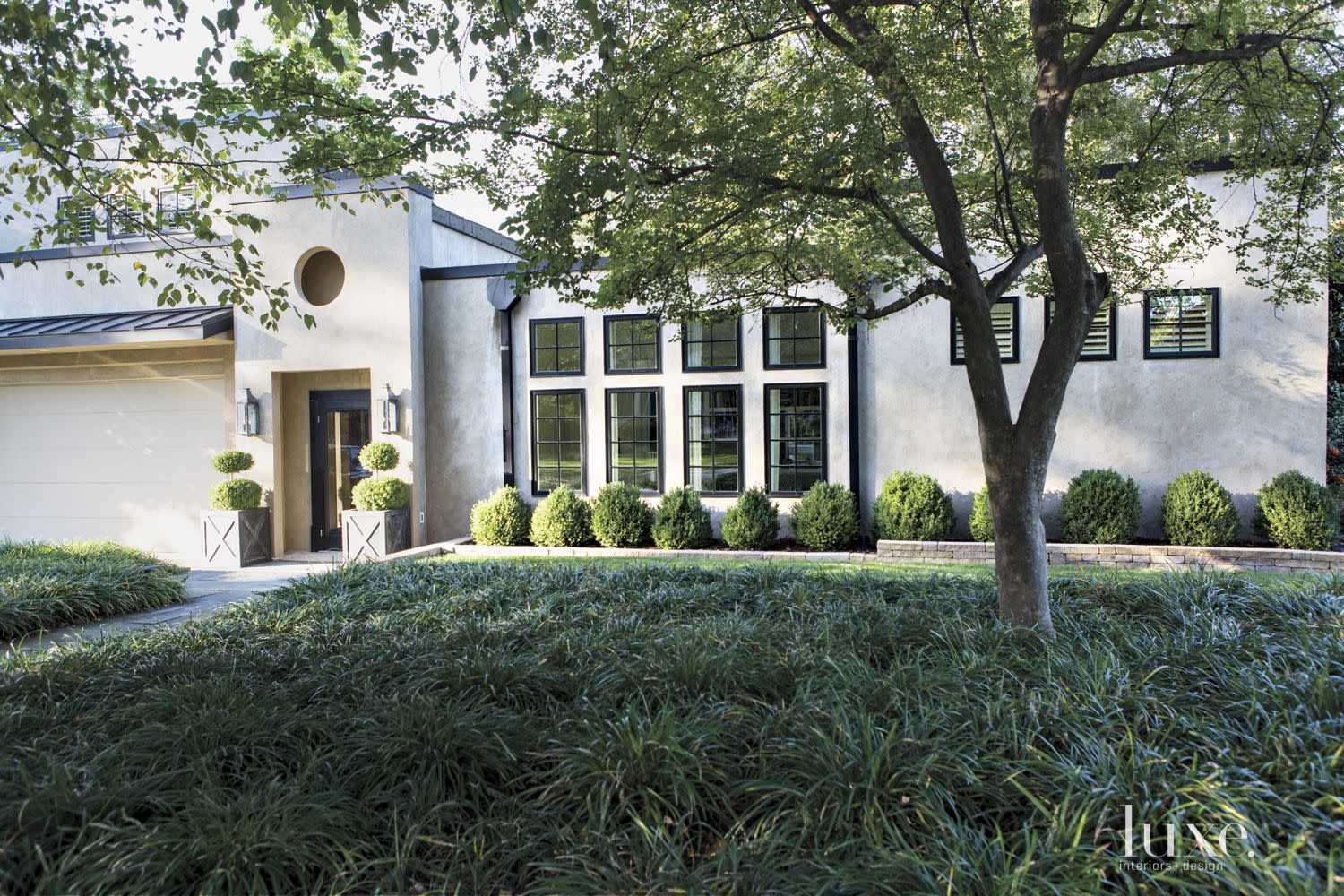Contemporary Neutral Front Elevation with French Windows | LUXE ...