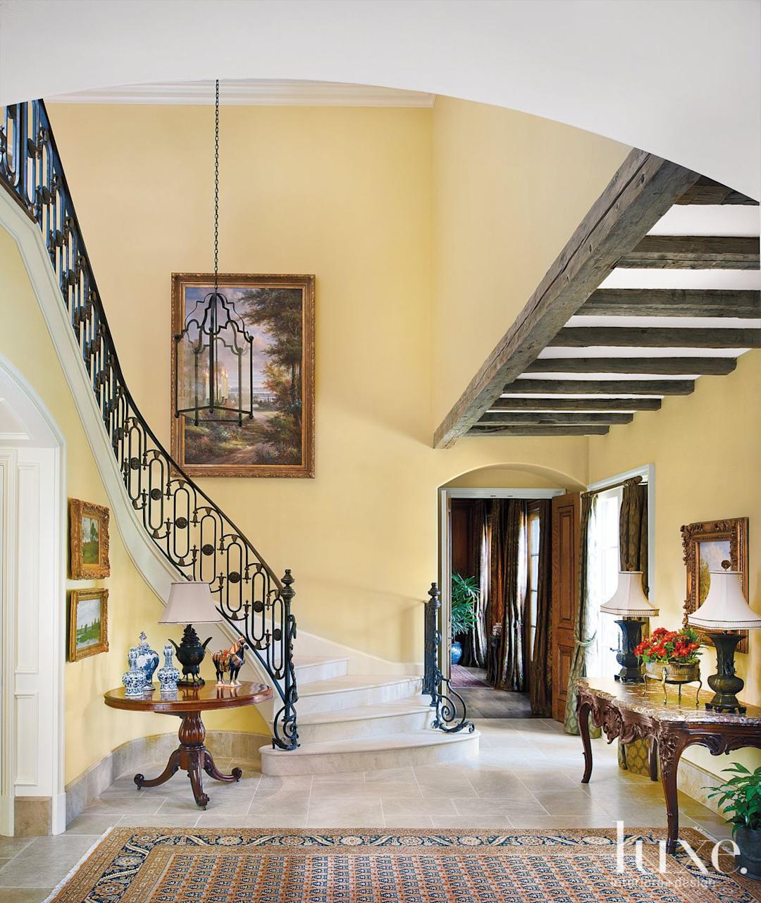 French Country Foyer and Staircase | LUXE Interiors + Design