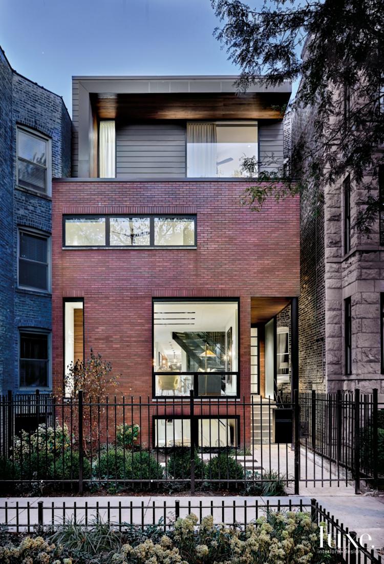 Modern Brick Front Elevation with Custom Charcoal-Metal Panels | LUXE ...