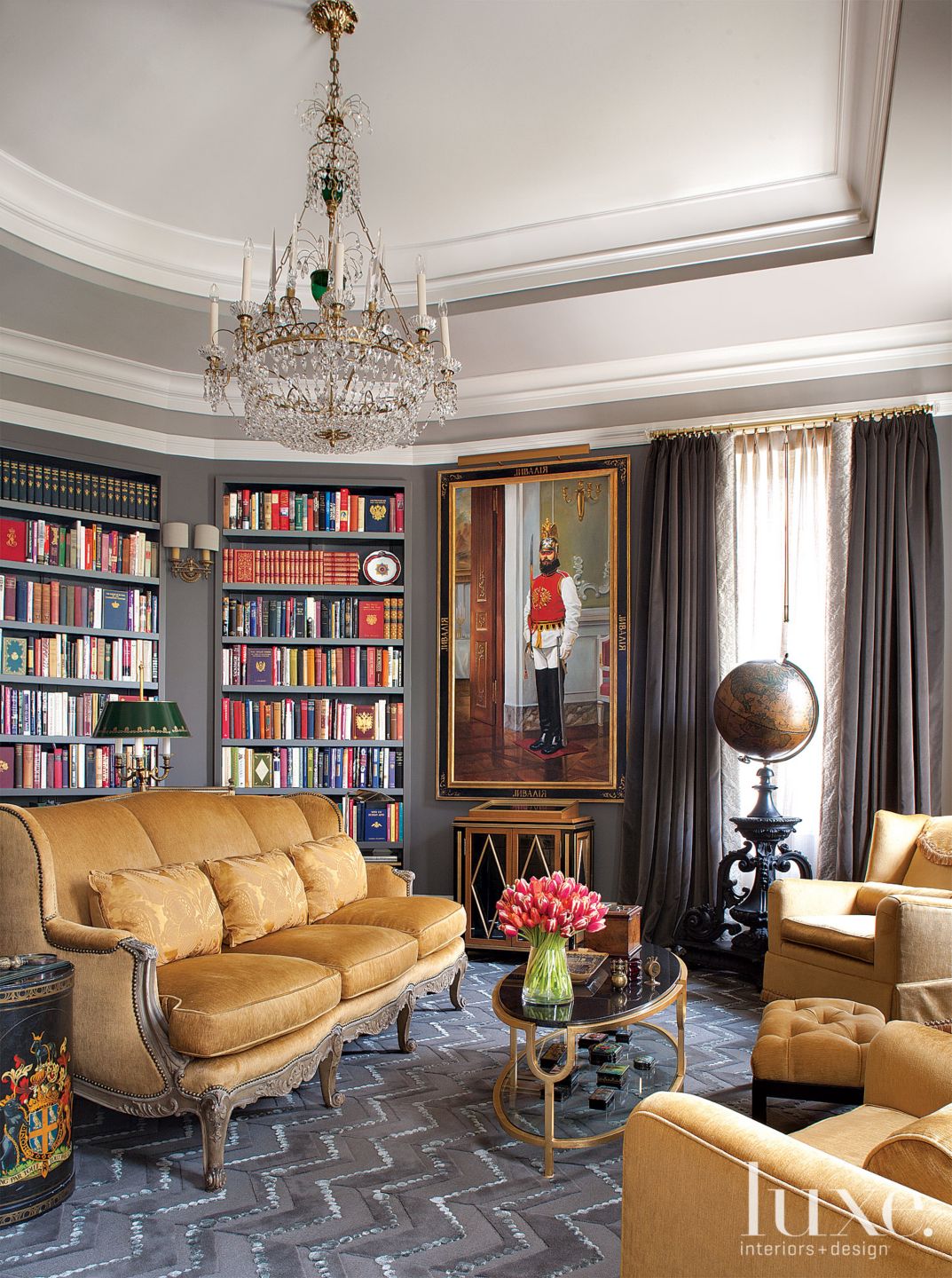 Classical European Home Library | Luxe Interiors + Design