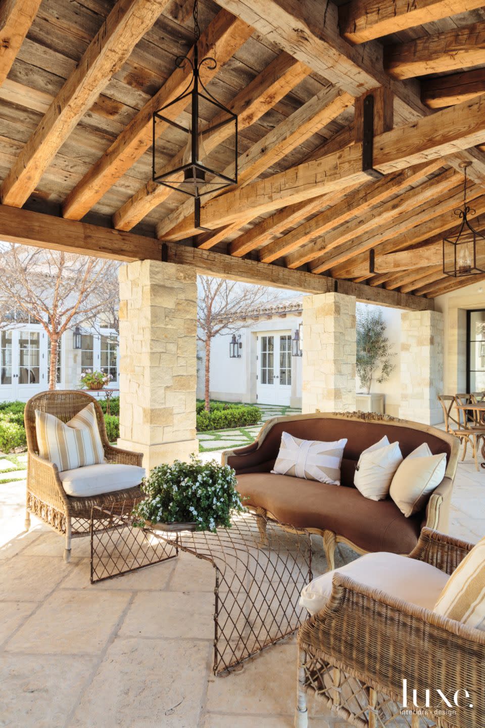 Traditional Neutral Outdoor Seating Area with Courtyard Views | Luxe ...