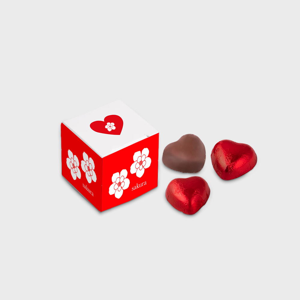 Box with 3 Chocolate Hearts | HelloPrint