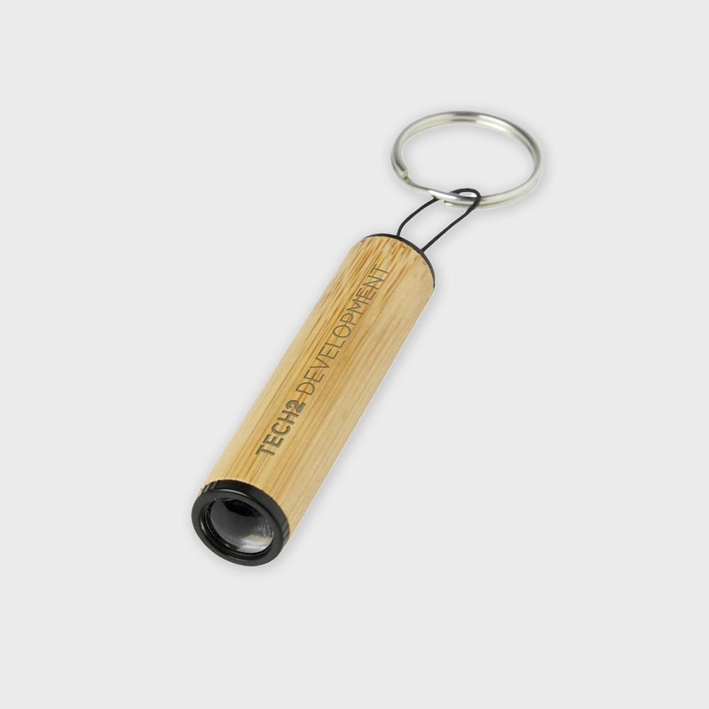 Bamboo Key Ring with Light | HelloPrint