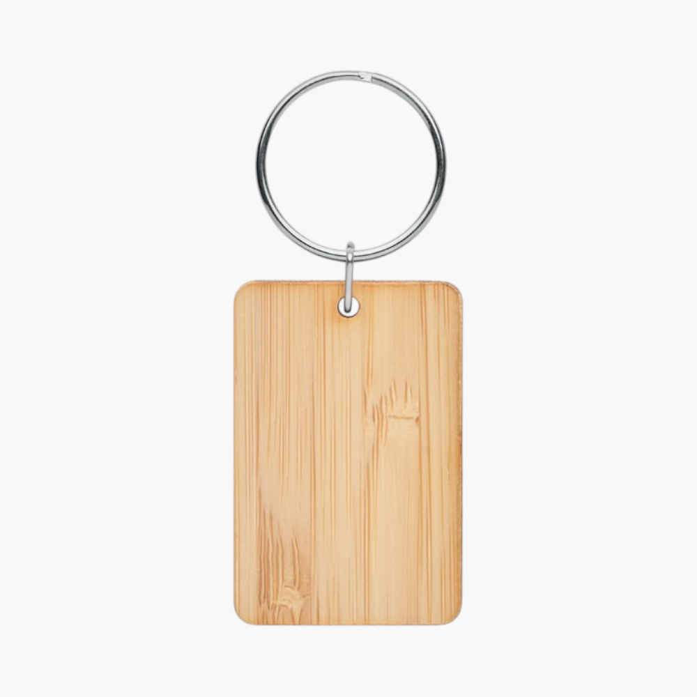 ANGLEBOO Rectangular Bamboo Key Ring | HelloPrint