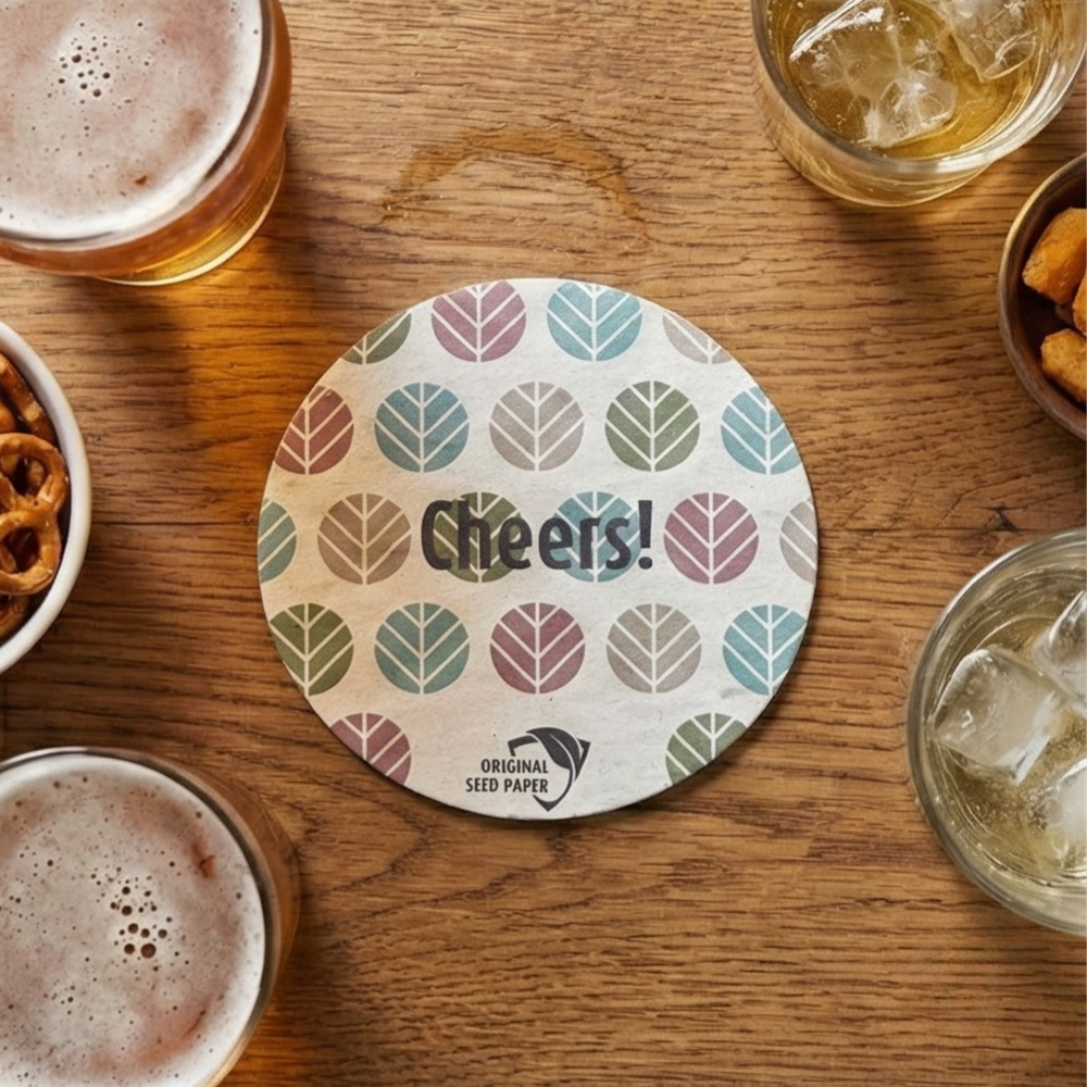 Round Seed Paper Coaster 90 mm | HelloPrint