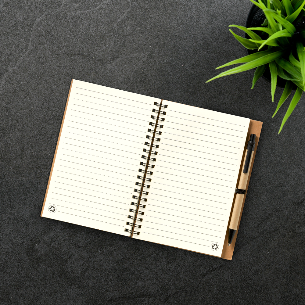 Recycled Wire-O Cardboard Notebook with Pen | HelloPrint