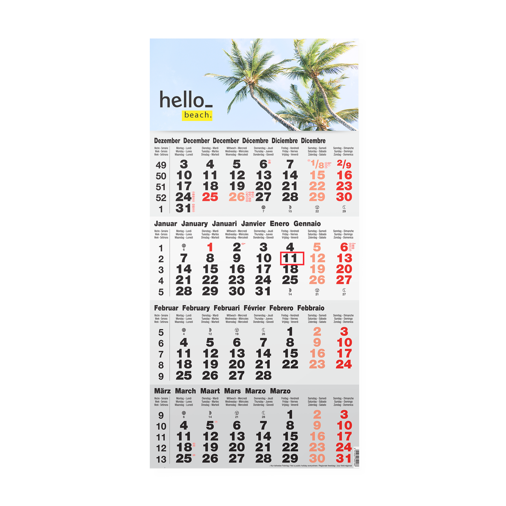 Bedrukte 4-Maandskalender Classic | België | Drukzo