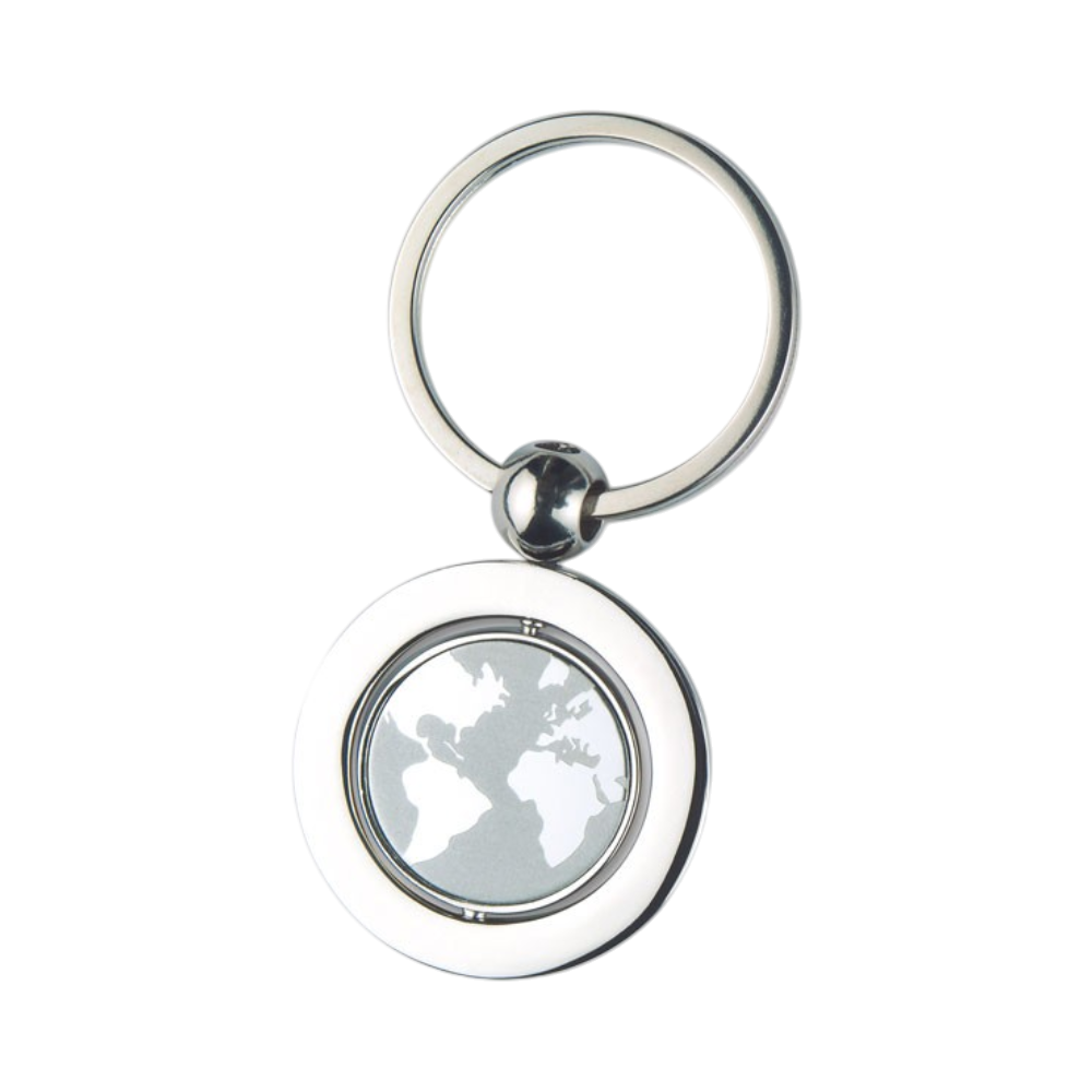 Globe Metal Key Ring | HelloPrint