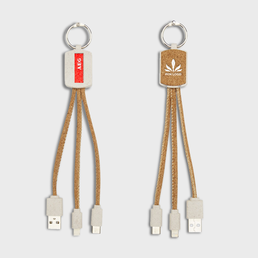 Wheat sStraw and Cork 3-in-1 Charging Cable | HelloPrint