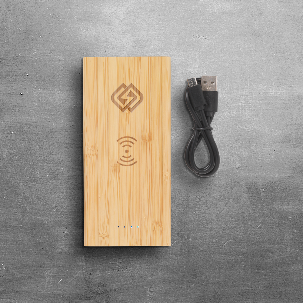 Wireless Bamboo Power Bank | HelloPrint