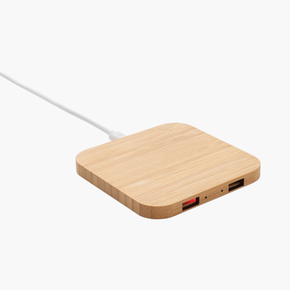 Bamboo Wireless Charger with USB | HelloPrint