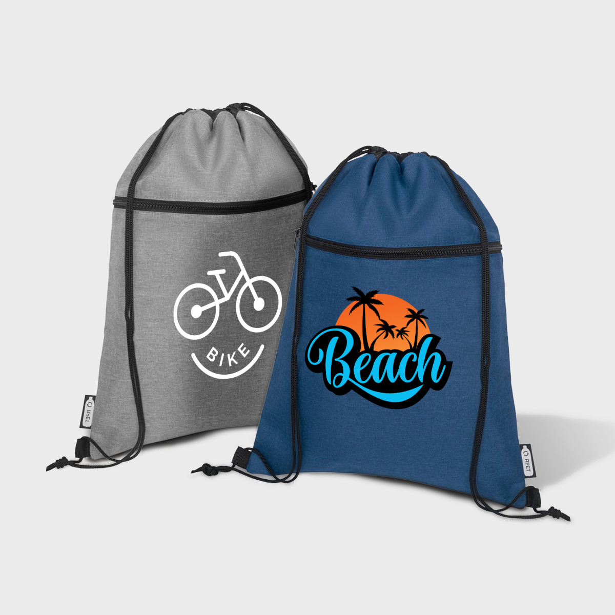 Écologique Sac à cordon recyclé avec fermeture éclair | Effet couleur degradé | Capacité de 5L ...