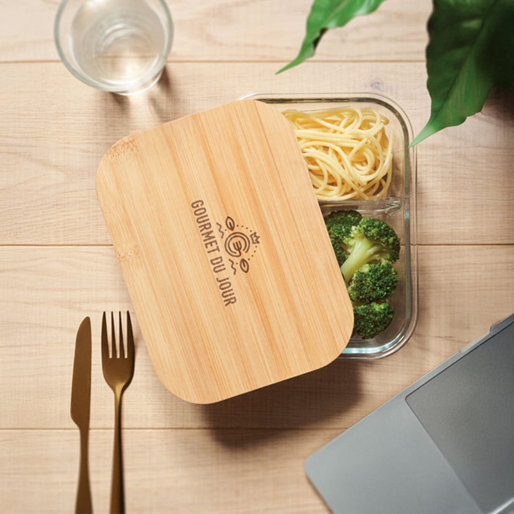 3-Piece Glass Lunch Box Set with Bamboo Lid | HelloPrint