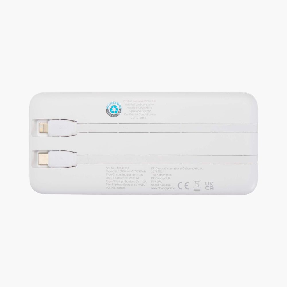 Adhil 10.000 mAh RCS Recycled Plastic Power Bank | HelloPrint