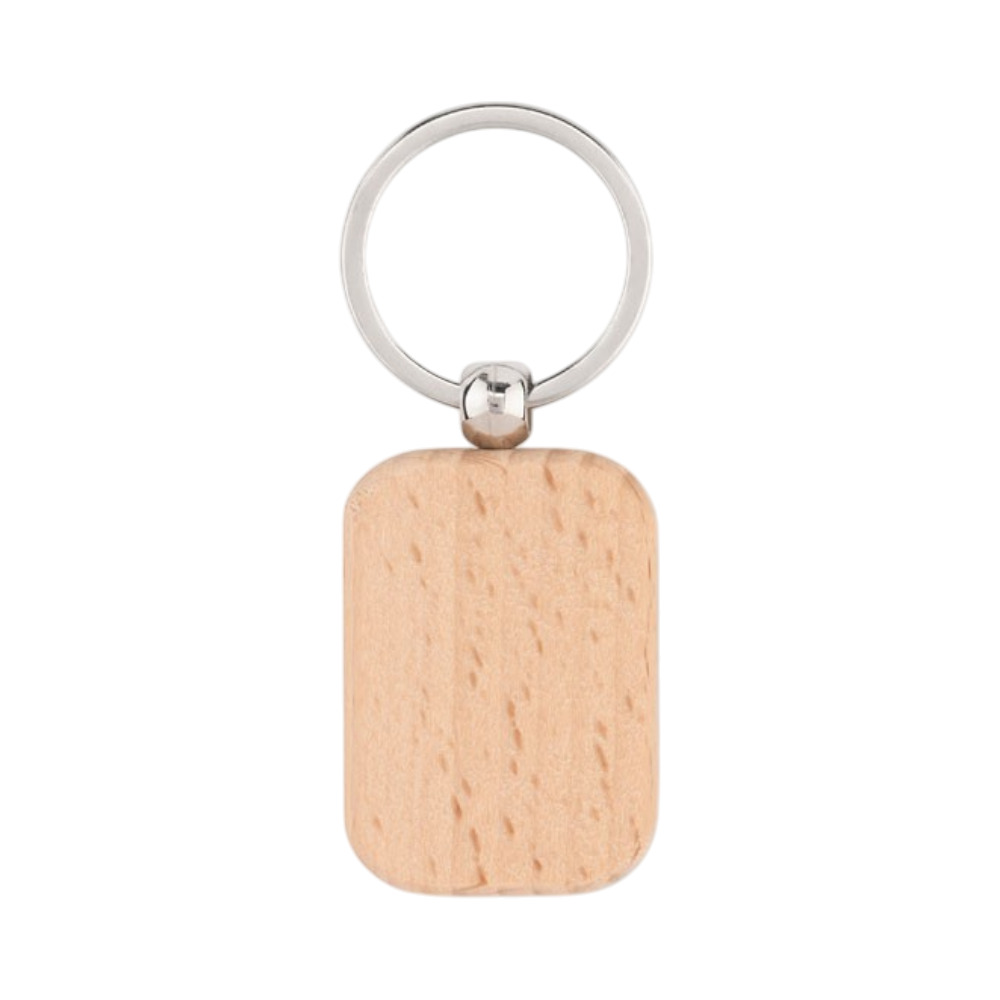 Rectangular Wooden Key Ring | HelloPrint