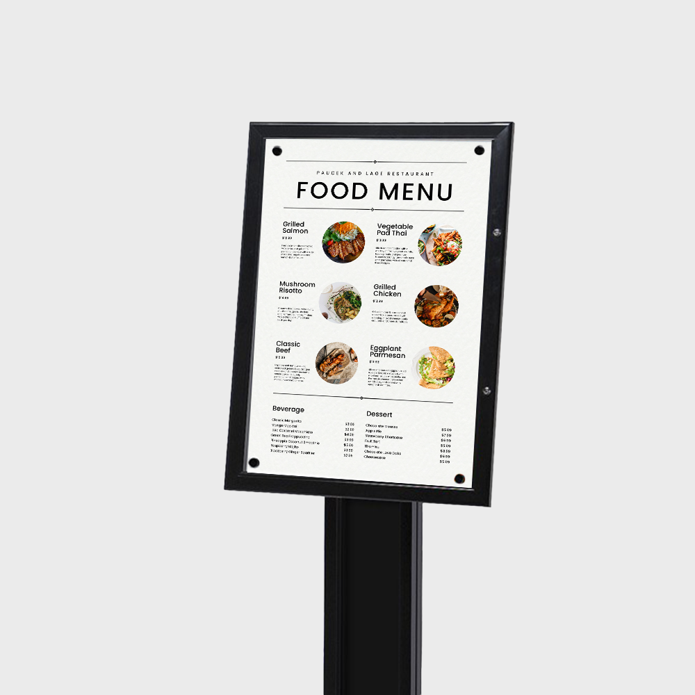 Poteau de menu noir autoportant | HelloPrint