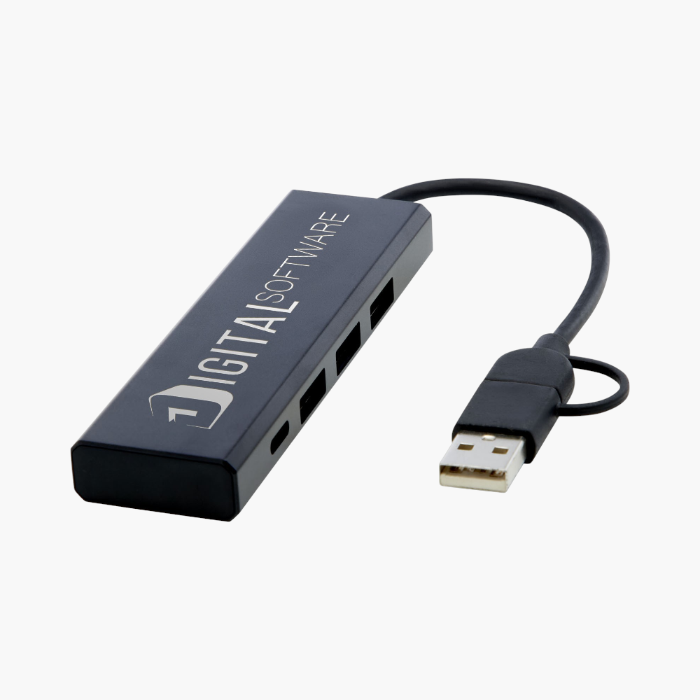 Hub USB en aluminium recyclé RCS Rise | HelloPrint