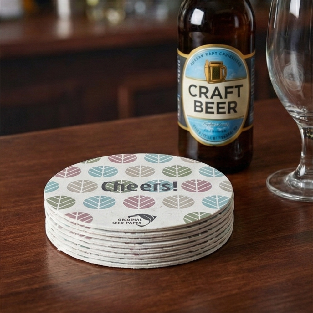 Round Seed Paper Coaster 90 mm | HelloPrint