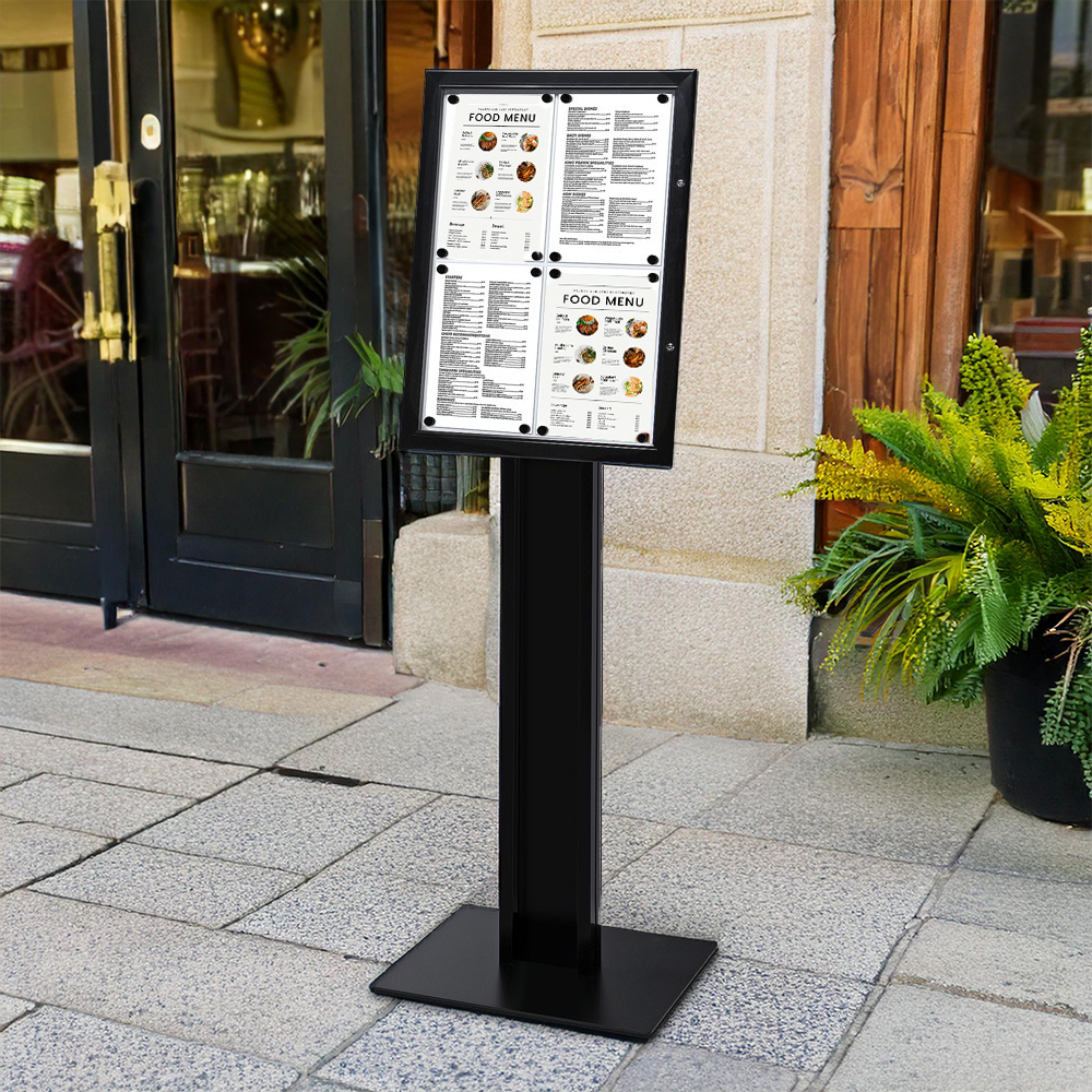 Poteau de menu noir autoportant | HelloPrint